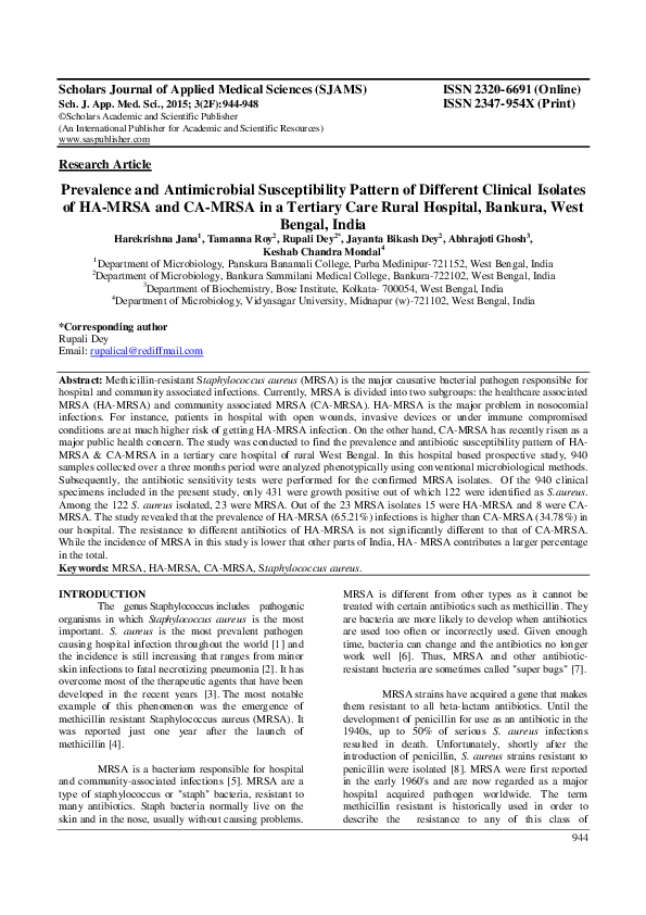 (PDF) Prevalence and Antimicrobial Susceptibility Pattern of Different ...