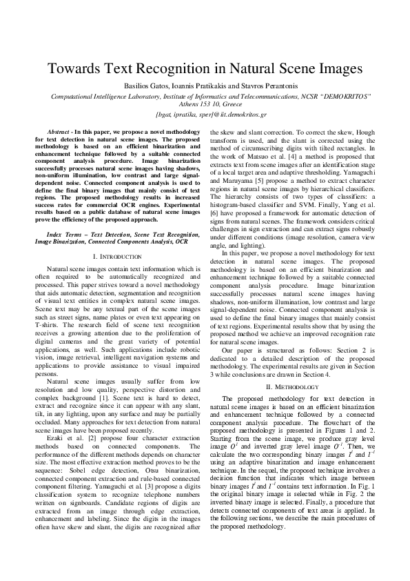 (PDF) Towards text recognition in natural scene images