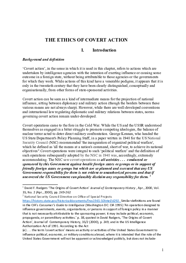 (DOC) THE ETHICS OF COVERT ACTION