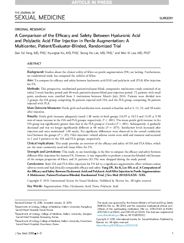 (PDF) A Comparison of the Efficacy and Safety Between Hyaluronic Acid ...