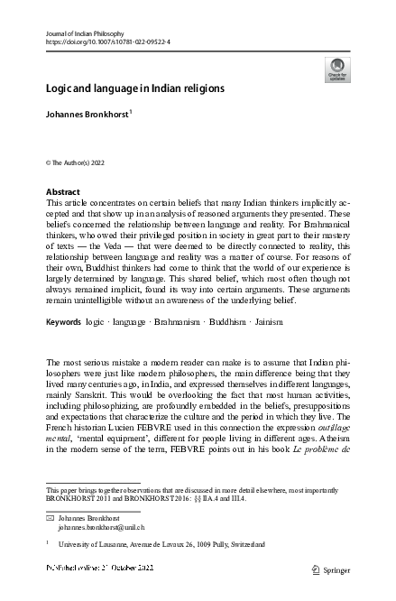 (PDF) Logic and language in Indian religions