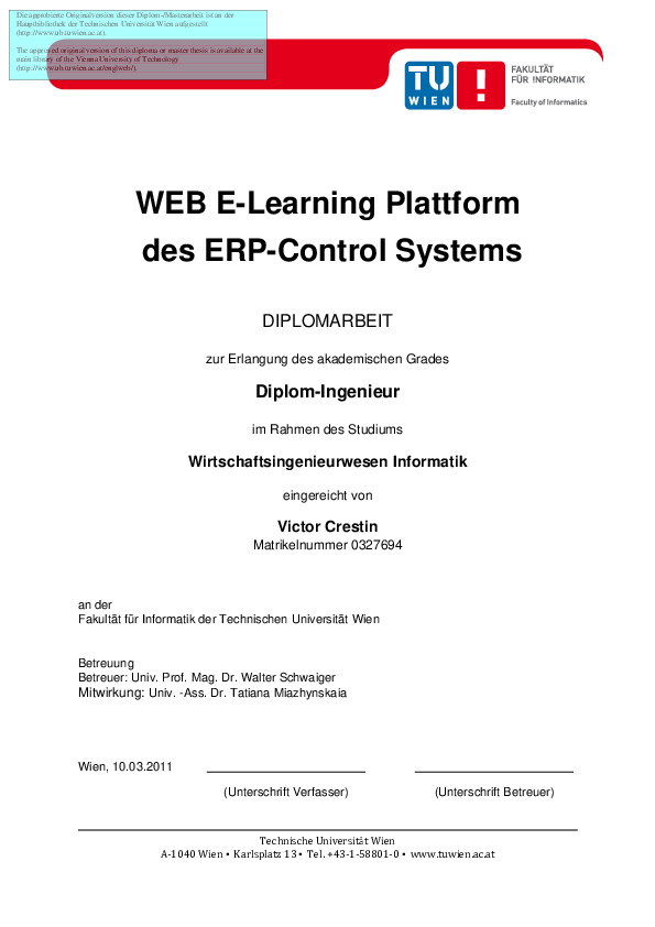 (PDF) WEB E-Learning Plattform des ERP-Control Systems