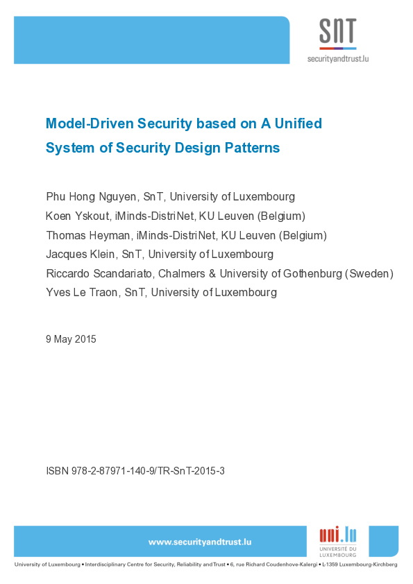 Pdf Model Driven Security Based On A Unified System Of Security Design Patterns Phu Nguyen