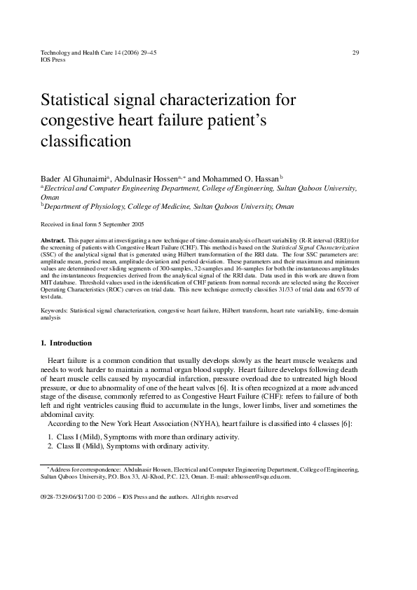 (PDF) Statistical signal characterization for congestive heart failure ...