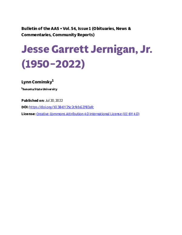 (PDF) Jesse Garrett Jernigan, Jr. (1950–2022) | Lynn Cominsky ...