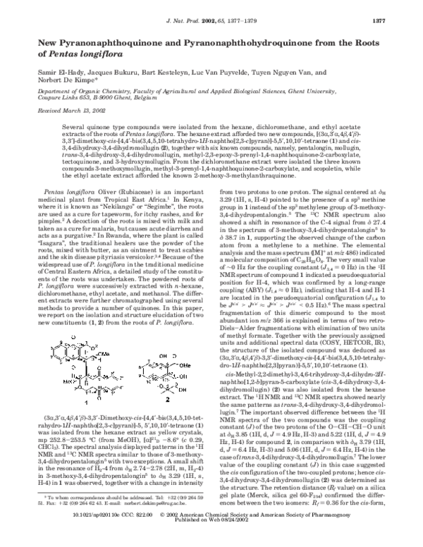 (PDF) New Pyranonaphthoquinone and Pyranonaphthohydroquinone from the ...
