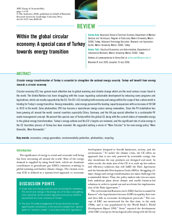 (PDF) Within the global circular economy: A special case of Turkey ...