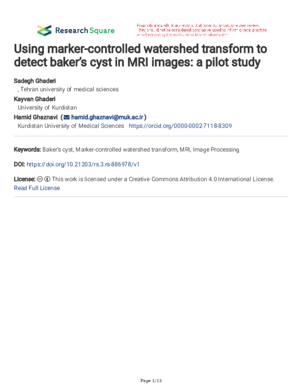Pdf Using Marker Controlled Watershed Transform To Detect Bakers