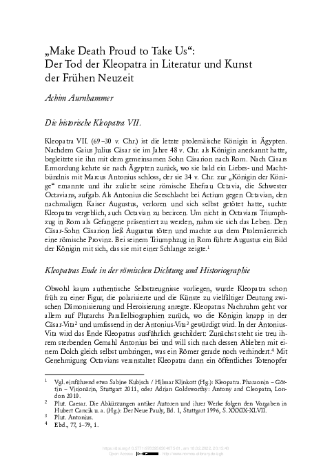 (PDF) „Make Death Proud to Take Us“: Der Tod der Kleopatra in Literatur ...