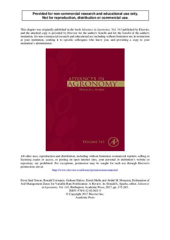 (PDF) Delineation of Soil Management Zones for Variable-Rate Fertilization: A Review