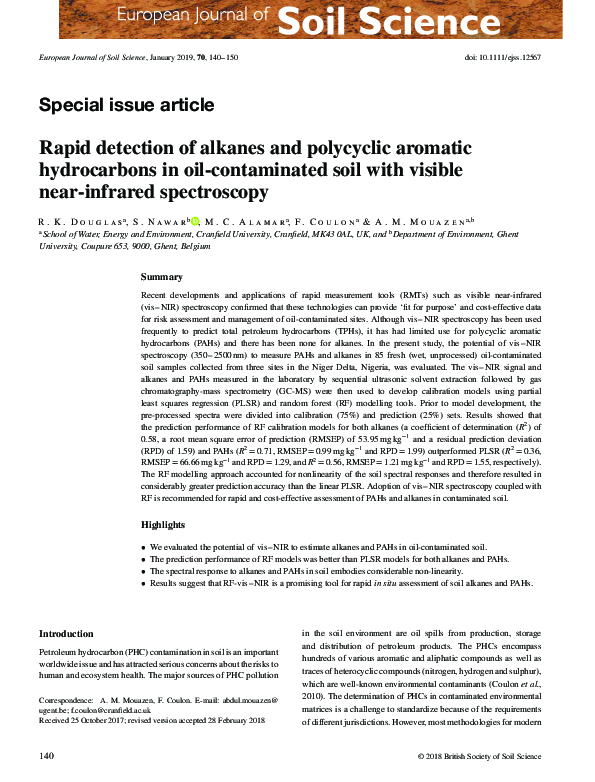 (PDF) Rapid detection of alkanes and polycyclic aromatic hydrocarbons in oil-contaminated soil ...