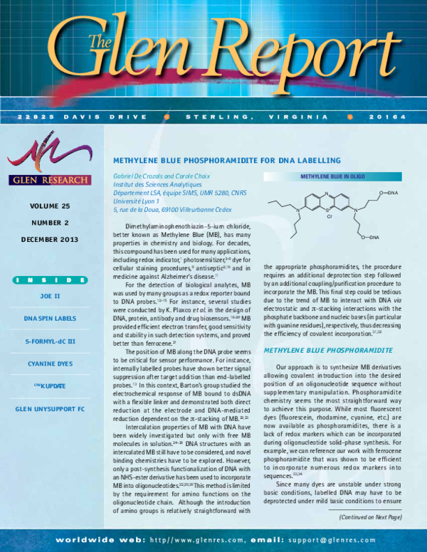 (PDF) Methylene blue phosphoramidite for DNA labelling