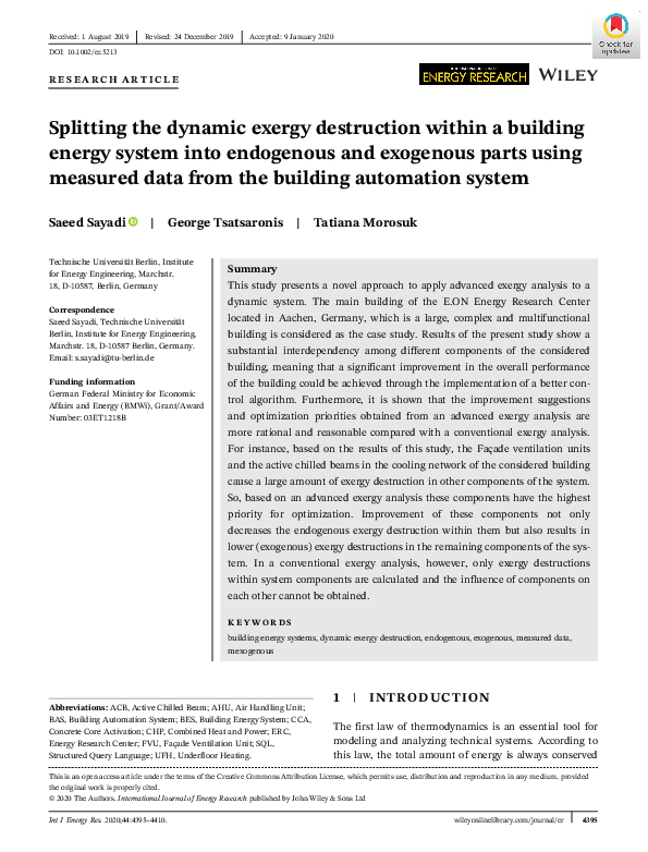 (PDF) Splitting the dynamic exergy destruction within a building energy ...