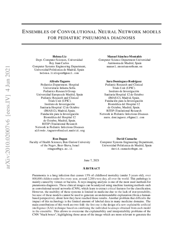 (PDF) Ensembles of Convolutional Neural Network models for pediatric pneumonia diagnosis ...