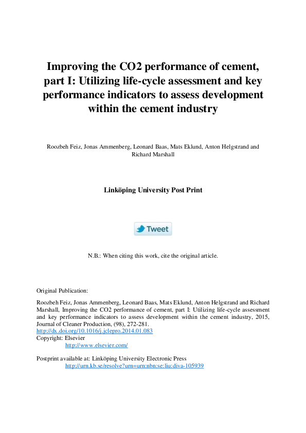 (PDF) Improving the CO2 performance of cement, part I: utilizing life ...
