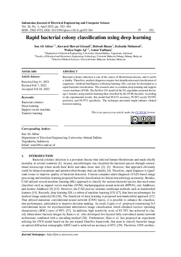 Pdf Rapid Bacterial Colony Classification Using Deep Learning