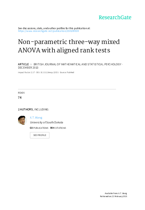 (PDF) Non-parametric three-way mixed ANOVA with aligned rank tests