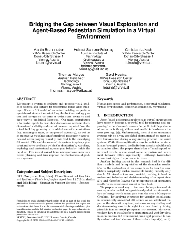 (PDF) Bridging the gap between visual exploration and agent-based pedestrian simulation in a ...