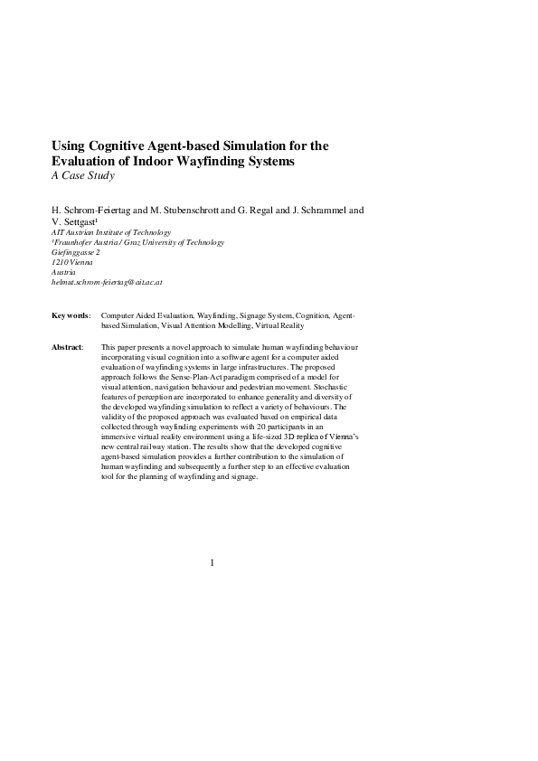 (PDF) Using cognitive agent-based simulation for the evaluation of indoor wayfinding systems