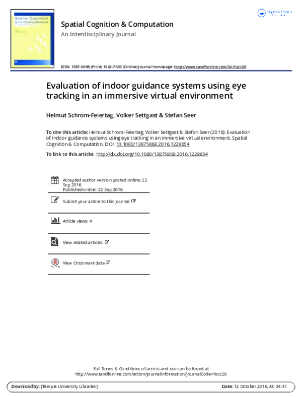 (PDF) Evaluation of indoor guidance systems using eye tracking in an immersive virtual environment