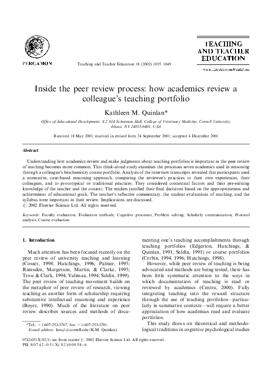 (PDF) Inside the peer review process: how academics review a colleague ...