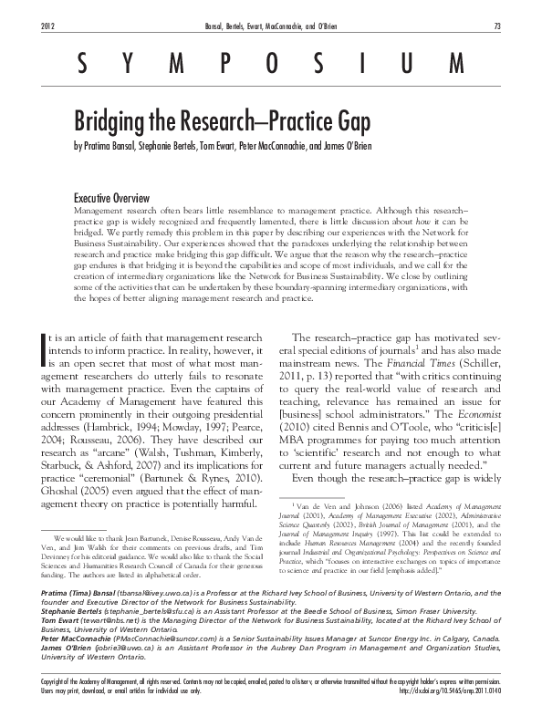 (PDF) Bridging the Research-Practice Gap