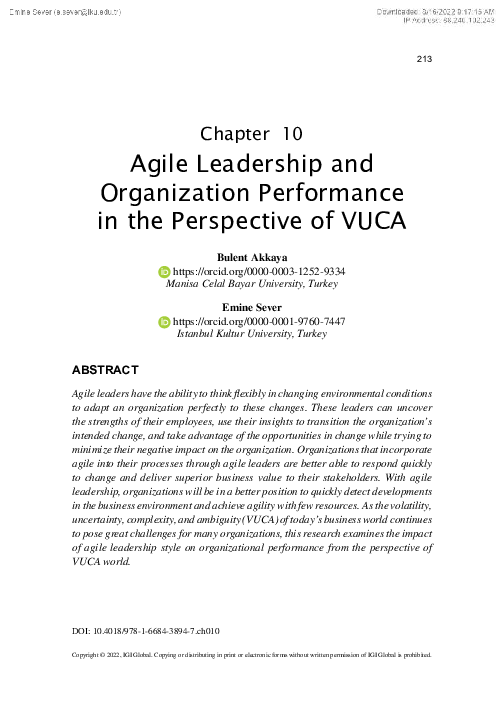 (PDF) Agile Leadership and Organization Performance in the Perspective ...