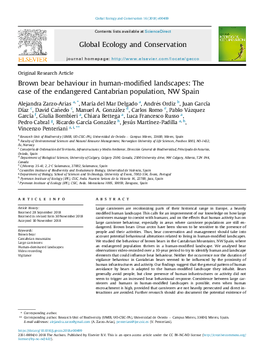 (PDF) Brown bear behaviour in human-modified landscapes: The case of ...