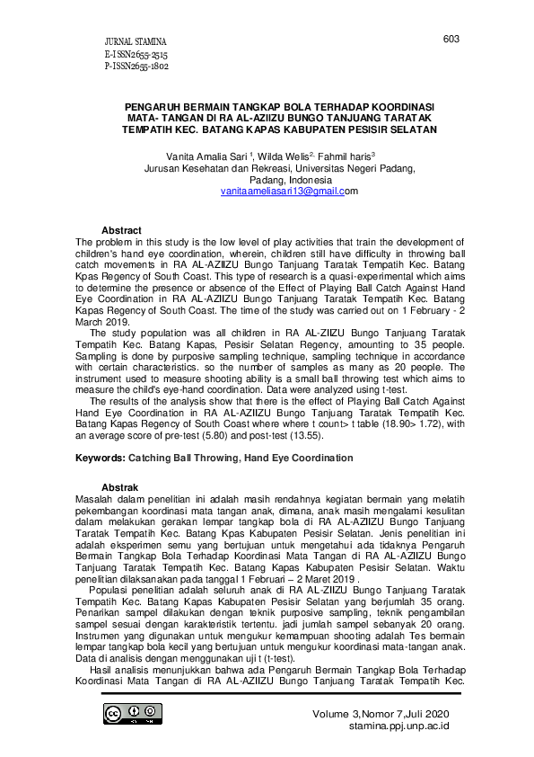 (PDF) Pengaruh Bermain Tangkap Bola Terhadap Koordinasi Mata- Tangan DI ...