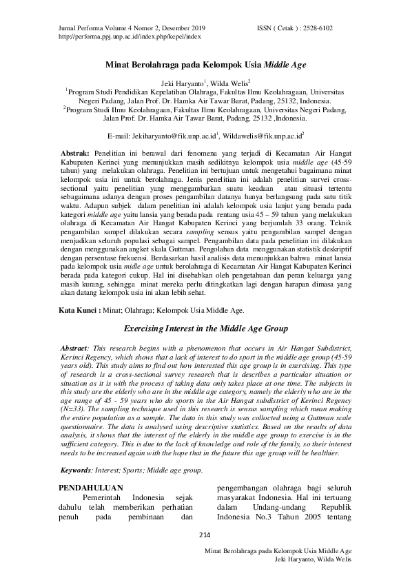 (PDF) Exercising Interest in the Middle Age Group