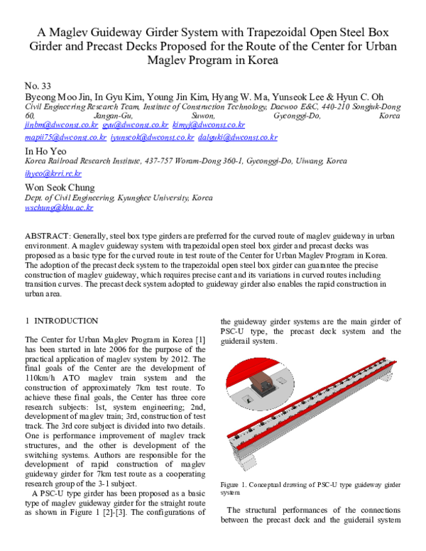 (PDF) A Maglev Guideway Girder System with Trapezoidal Open Steel Box ...