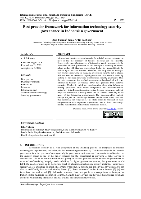 (PDF) Best practice framework for information technology security governance in Indonesian ...