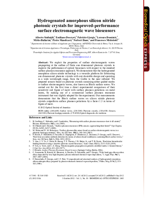 (PDF) Hydrogenated amorphous silicon nitride photonic crystals for ...