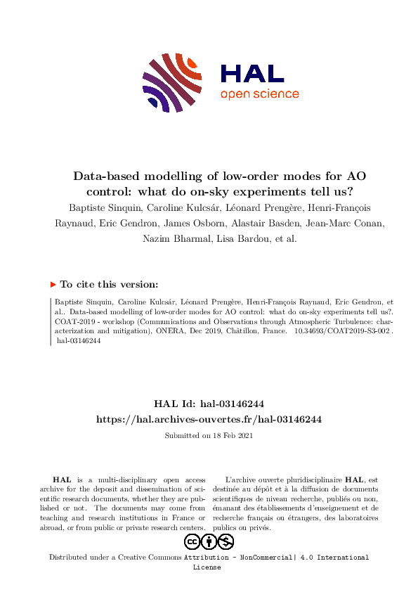 (PDF) Data-based modelling of low-order modes for AO control: what do ...