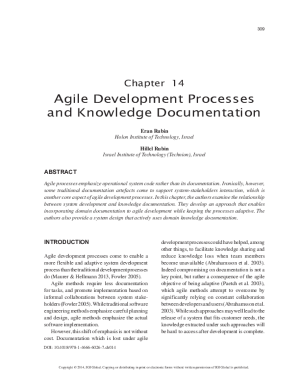 (PDF) Agile Development Processes and Knowledge Documentation