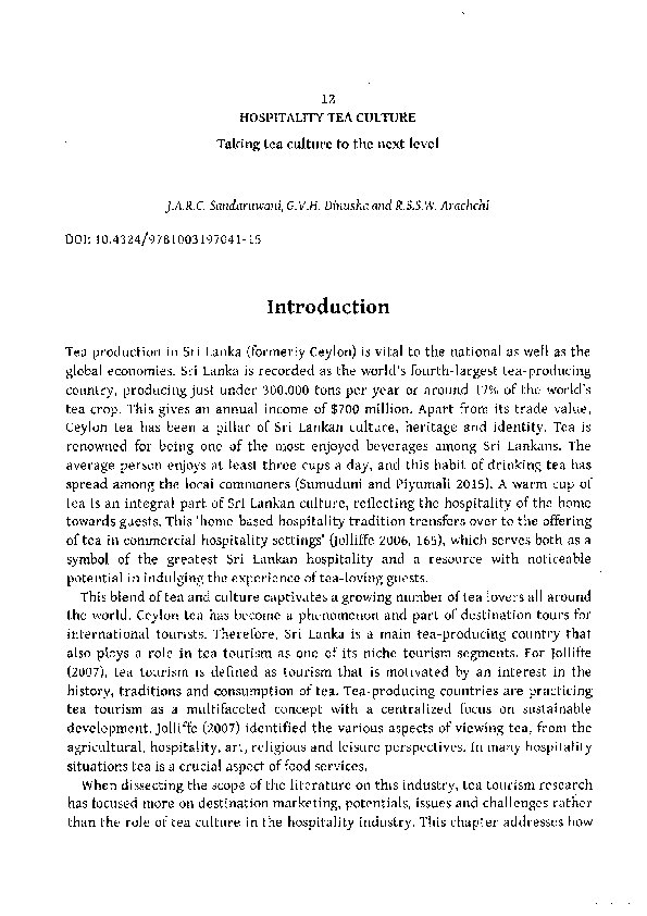 (PDF) Hospitality Tea culture: Taking Tea Culture to the Next Level