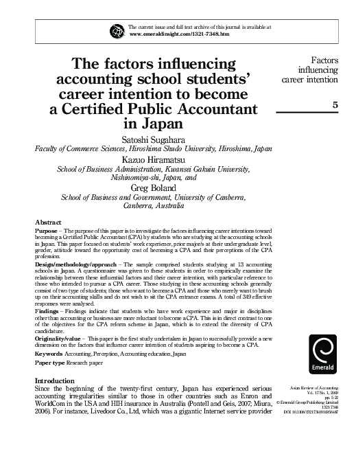(PDF) The factors influencing accounting school students' career ...