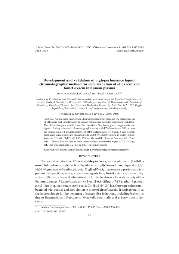 (PDF) Development and validation of high-performance liquid chromatographic method for ...
