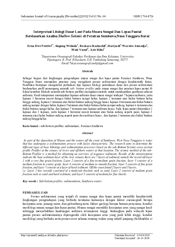 (PDF) Interpretasi Litologi Dasar Laut Pada Muara Sungai dan Lepas ...