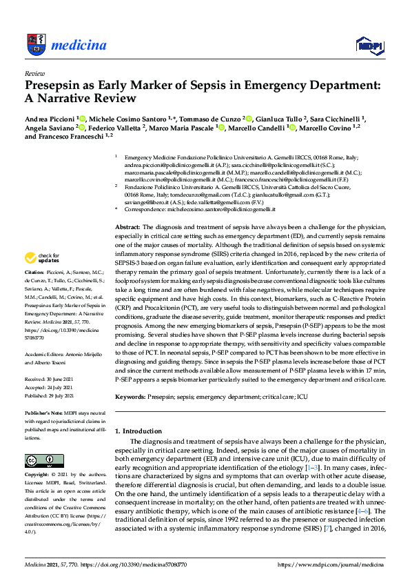 (PDF) Presepsin as a Sepsis Marker in Emergency Care