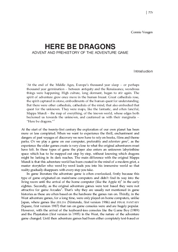 (PDF) Here Be Dragons: voorgeschiedenis en ontstaan van Adventure Games ...