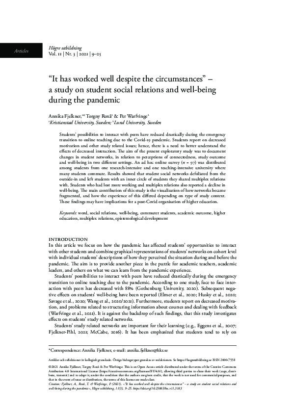 (PDF) “It has worked well despite the circumstances” – a study on ...