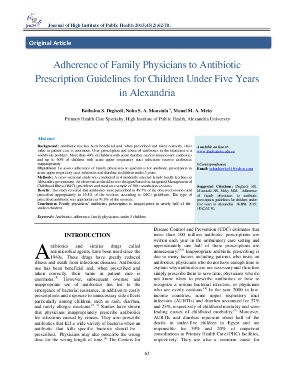 (PDF) Adherence of Family Physicians to Antibiotic Prescription ...