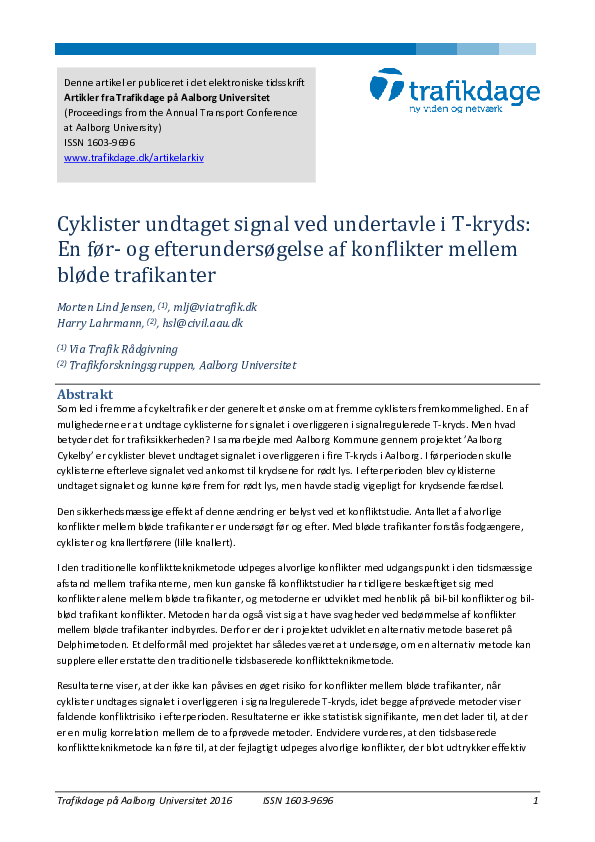 (PDF) Cyklister undtaget signal ved undertavle i T-kryds