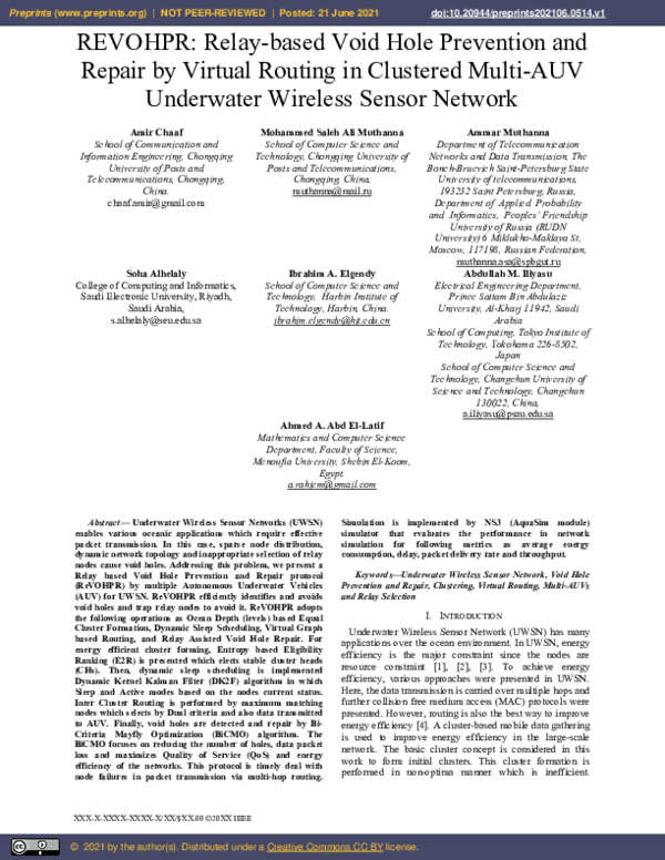 (PDF) REVOHPR: Relay-based Void Hole Prevention and Repair by Virtual Routing in Clustered Multi ...