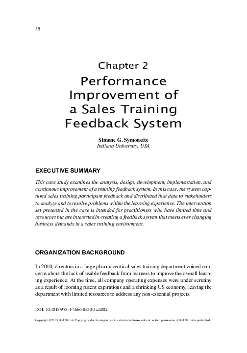 (PDF) Performance Improvement of a Sales Training Feedback System