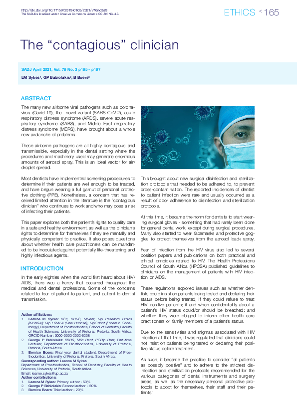(PDF) The “contagious” clinician