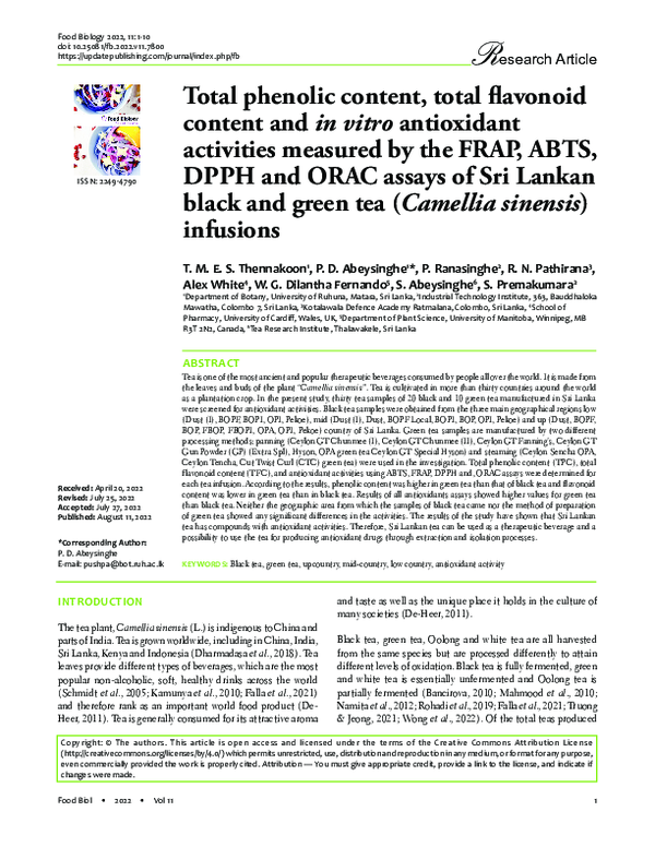 (PDF) Total phenolic content, total flavonoid content and in vitro antioxidant activities ...