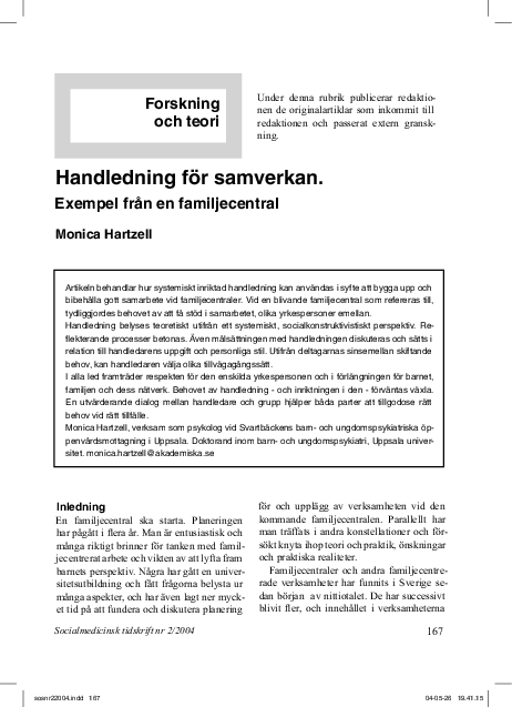 (PDF) Handledning för samverkan. Exempel från en familjecentral