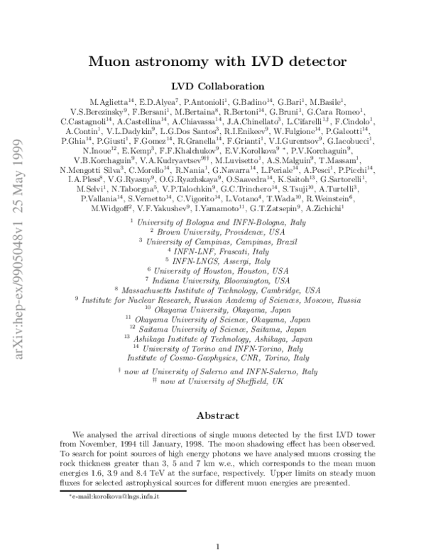 (PDF) Muon Astronomy with LVD Detector